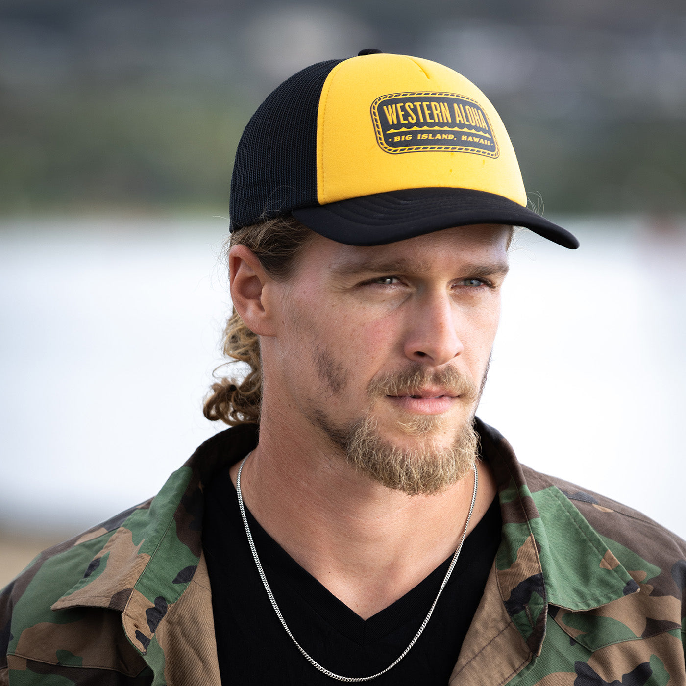 Rope Logo Foam Trucker Black & Gold Hat | Unisex Hats | Western Aloha