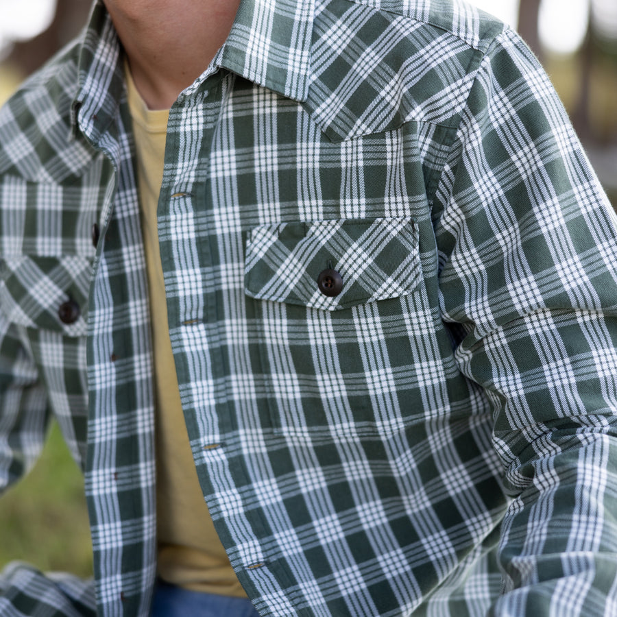 Waimea Overshirt Lanikai Green Palaka – Western Aloha