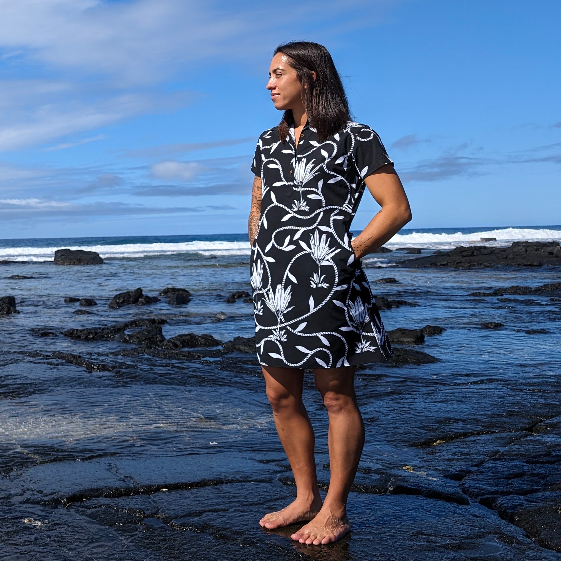 Placket Dress Ti Leaf Pareu | Hawaiian Dresses | Western Aloha